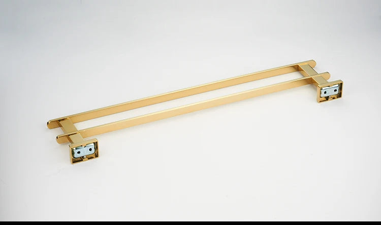 Shiny Gold Angular Bar Double Towel Rail #202362 – TIC Bathrooms