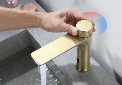 Brushed Gold Sensor mixer #202312 – TIC Bathrooms