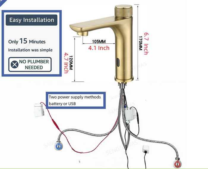 Brushed Gold Sensor mixer #202312 – TIC Bathrooms