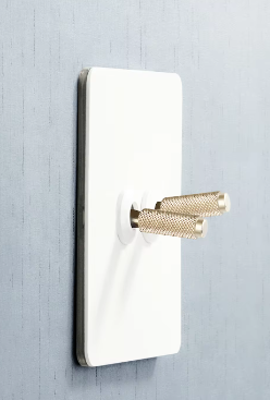 Carved White & Brass – Toggle Light Switch – 2 levers – TIC Bathrooms