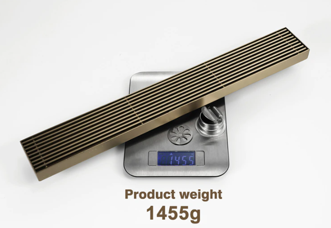 Dark Brushed Brass Linear Shower Trap 60cm #201877 – TIC Bathrooms