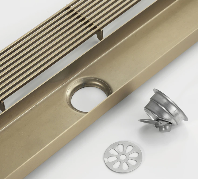 Dark Brushed Brass Linear Shower Trap 60cm #201877 – TIC Bathrooms