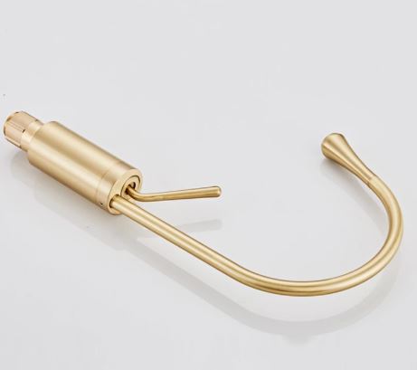 Brushed Gold Teardrop Short Basin Mixer #201827 – TIC Bathrooms