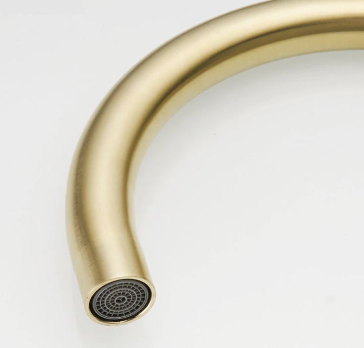 Brushed Gold Minimal Round Arc Mixer #201849 – TIC Bathrooms