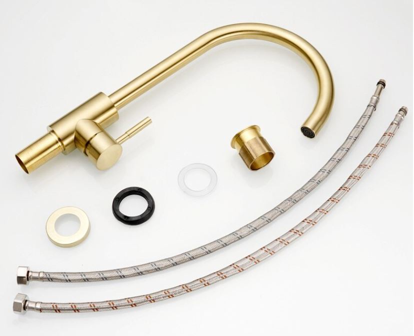 Brushed Gold Minimal Round Arc Mixer #201849 – TIC Bathrooms