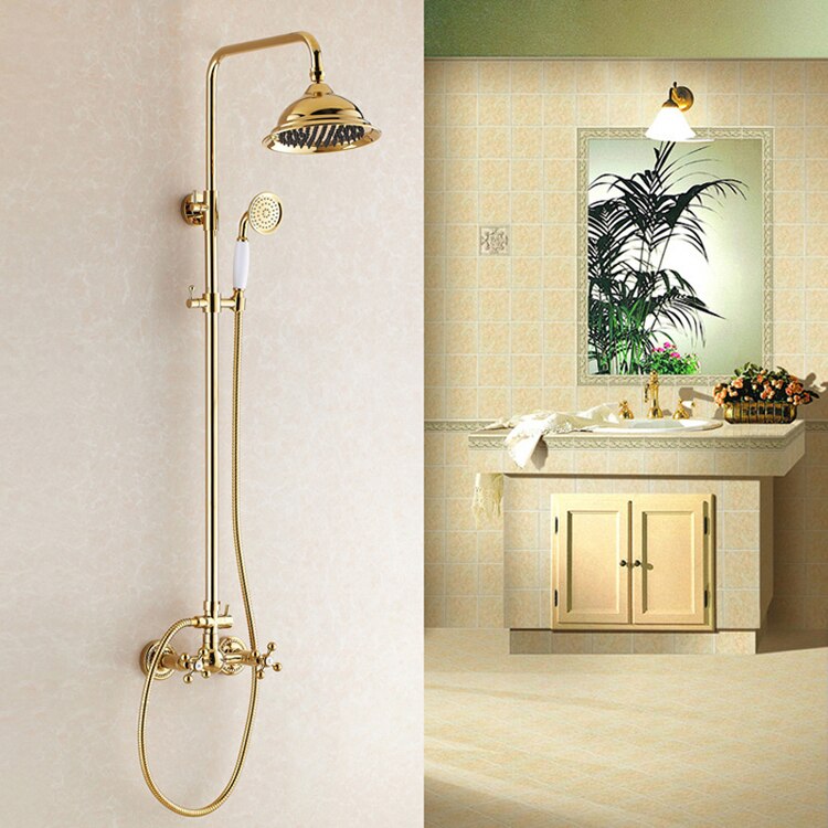 Shiny Gold Wall Mounted Shower #20220 – TIC Bathrooms