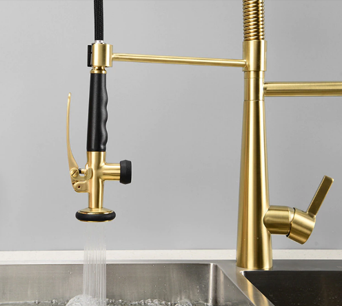 Brushed Gold Spring Kitchen Mixer #20236 – TIC Bathrooms