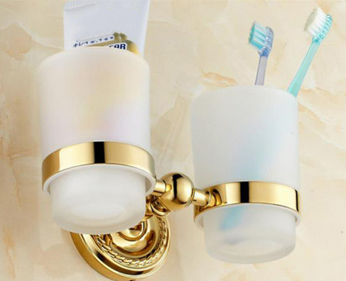 Shiny Gold Double Toothbrush Holder #20242 – TIC Bathrooms