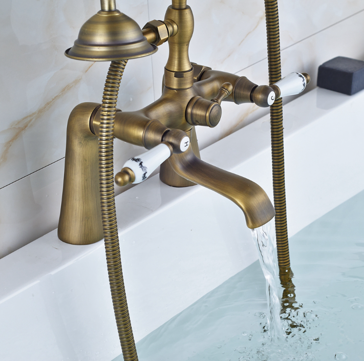 Brass Bath Mixer Ceramic Handles & Telephone Hand Shower #201744 – TIC ...